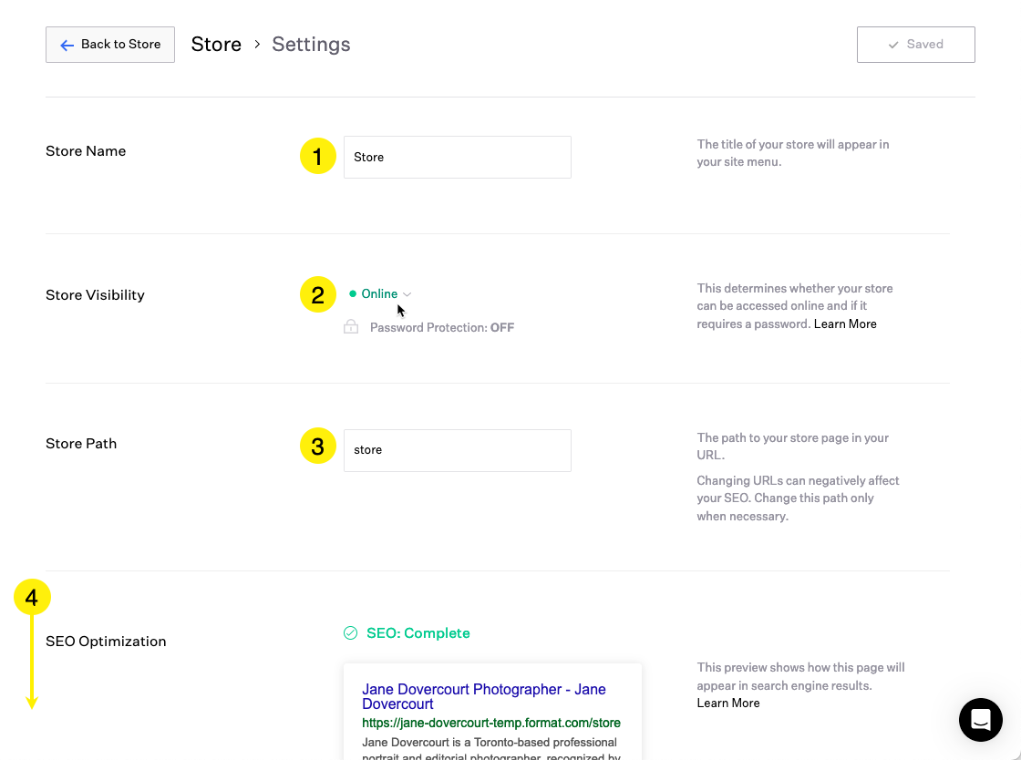 Store Settings – Format Help Desk