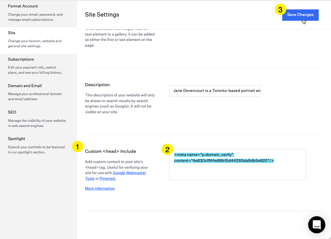 Claiming your website with Pinterest – Format Help Desk