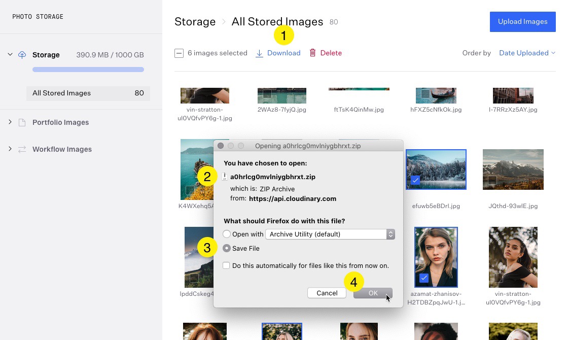 Downloading images from Storage – Format Help Desk