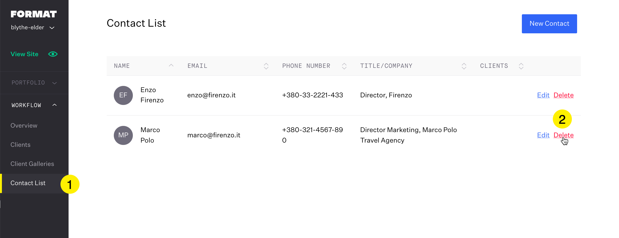 Managing Contacts – Format Help Desk