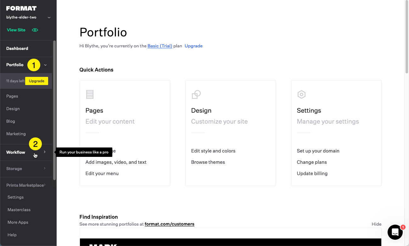 Navigating between Portfolio and Workflow – Format Help Desk