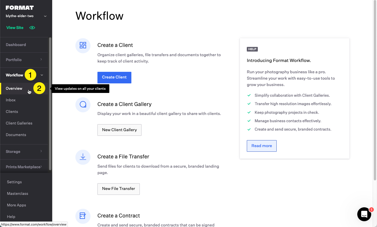 Navigating between Portfolio and Workflow – Format Help Desk