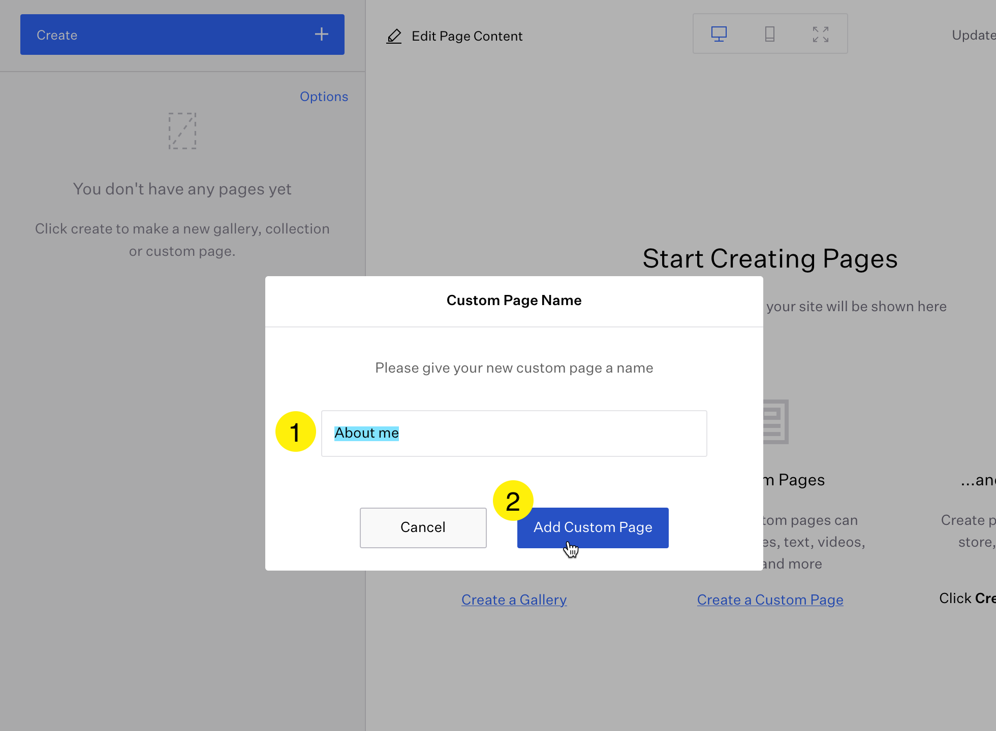 Create new pages (instead of starting with Example Pages) – Format Help Desk