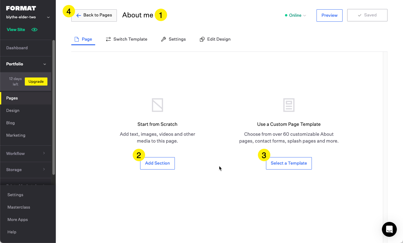 Create new pages (instead of starting with Example Pages) – Format Help Desk